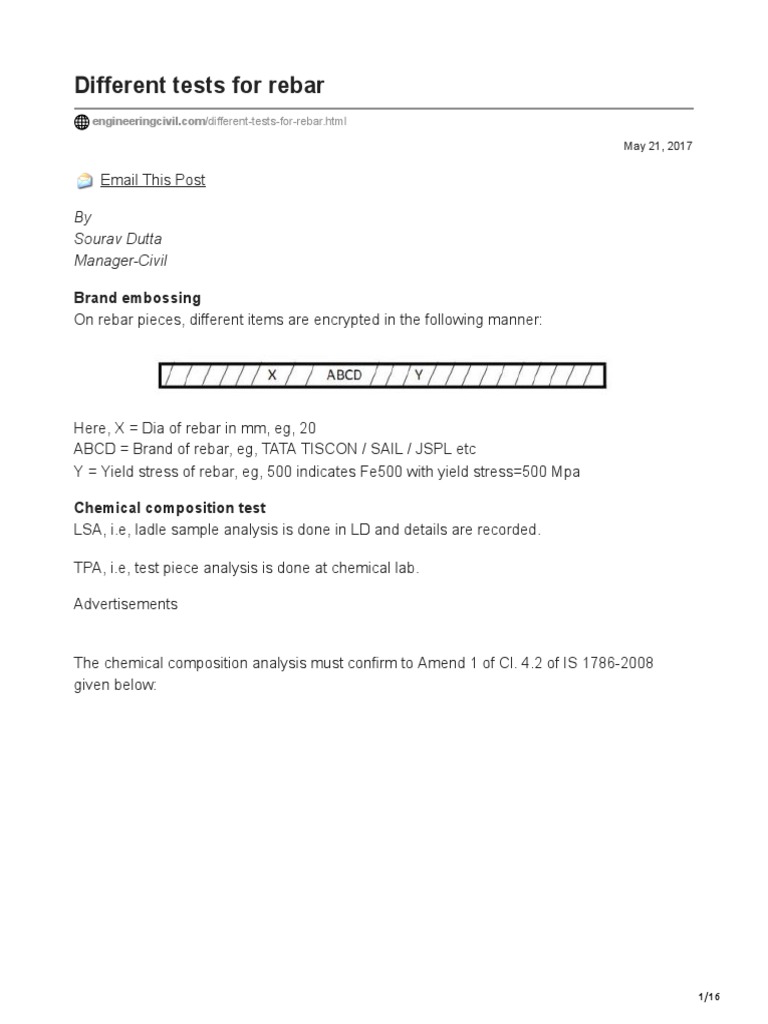 Different Tests For Rebar | PDF | Hardness | Materials