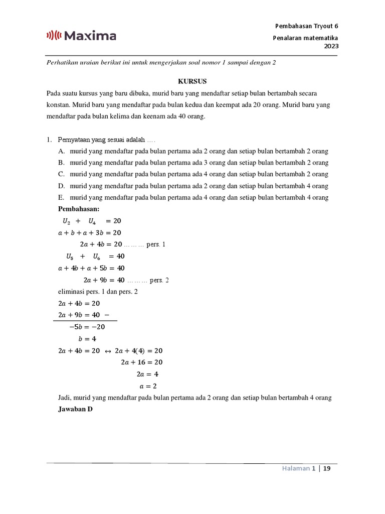 To 7 Penalaran Matematika 2023 | PDF