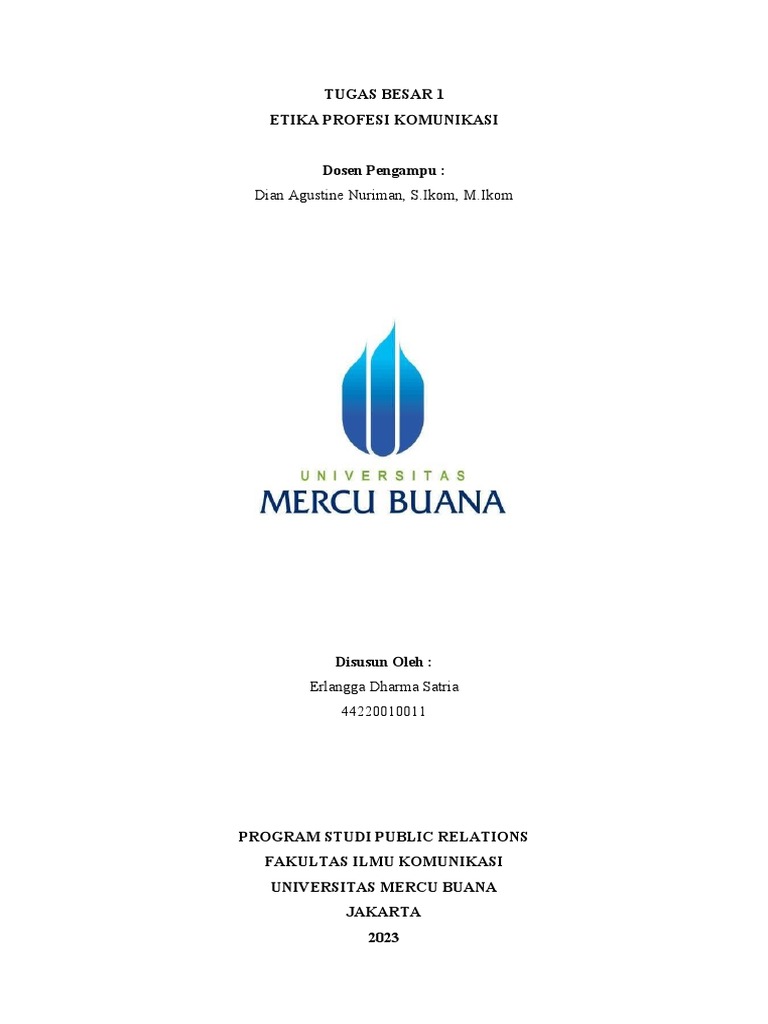 Erlangga Dharma Satria - 44220010011 - TB 1 Etika Profesi Komunikasi | PDF