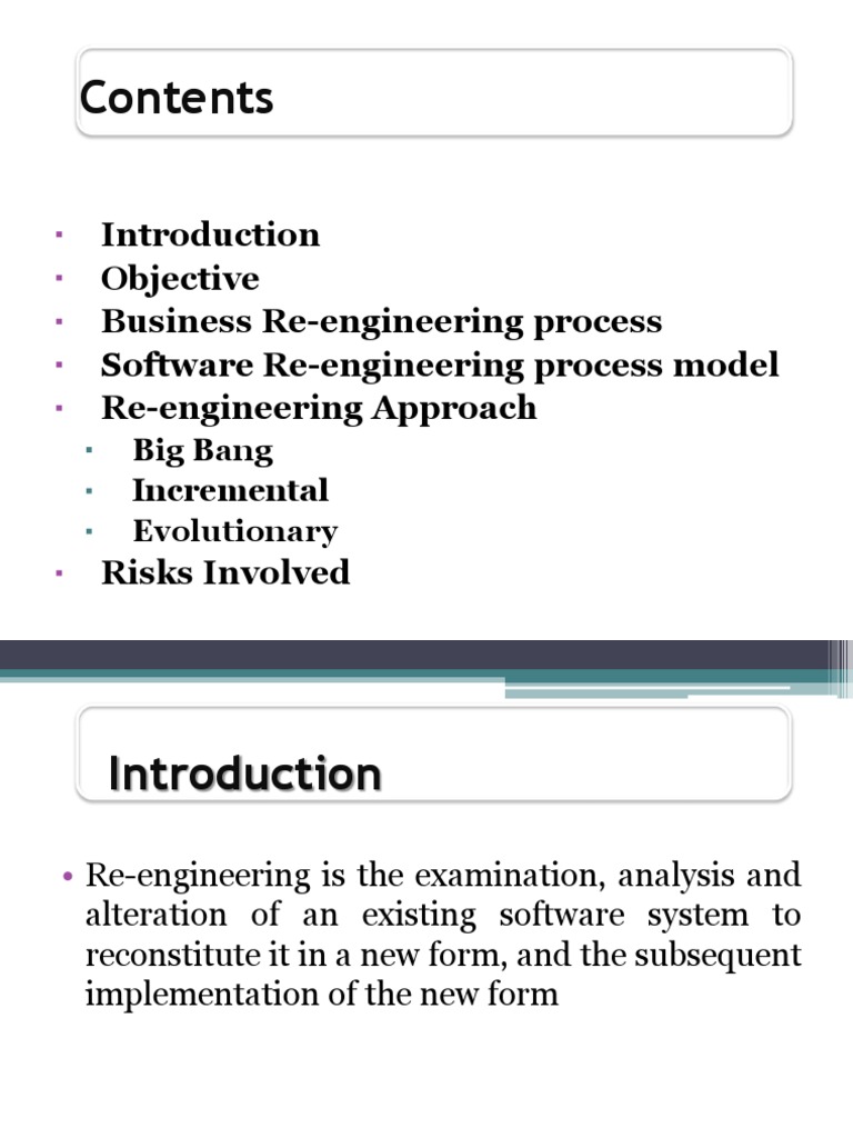 Objective Business Re-Engineering Process Software Re-Engineering ...