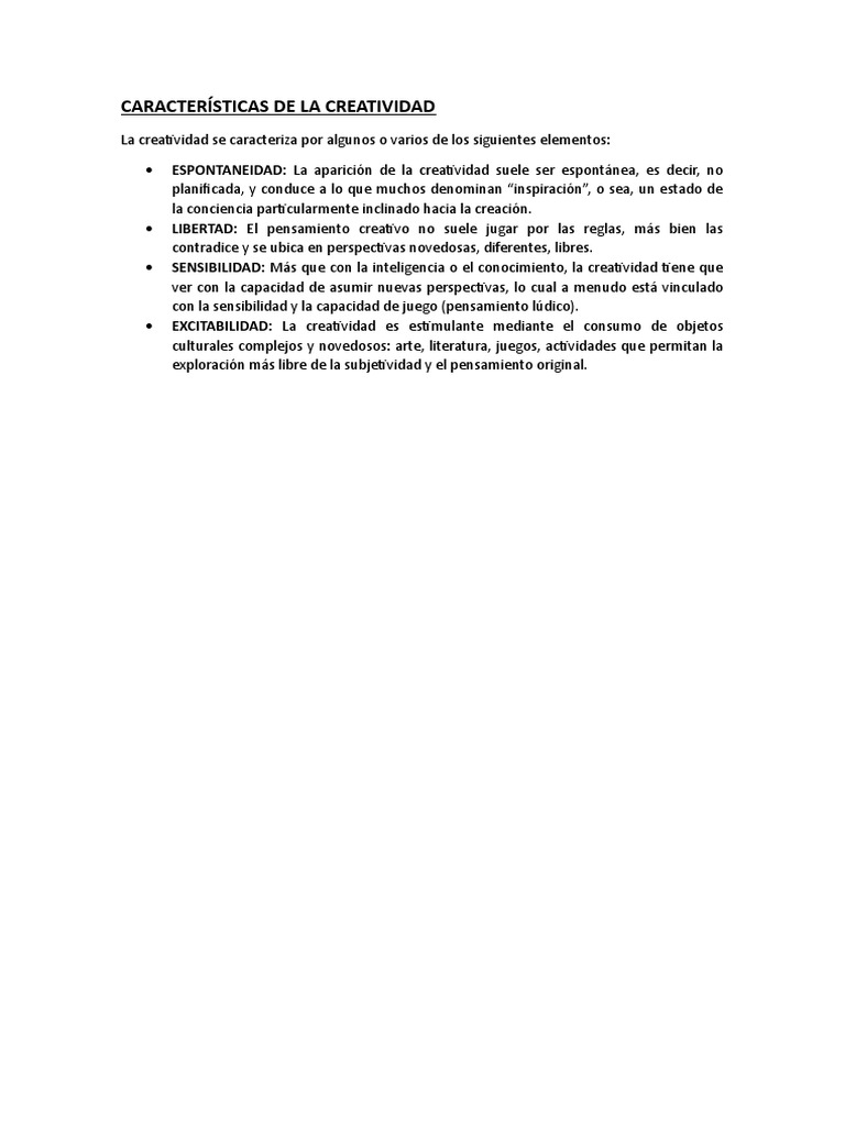 Características de La Creatividad | PDF