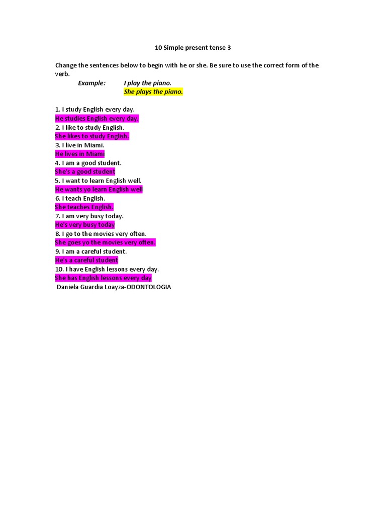 Simple Present Tense Practice | PDF