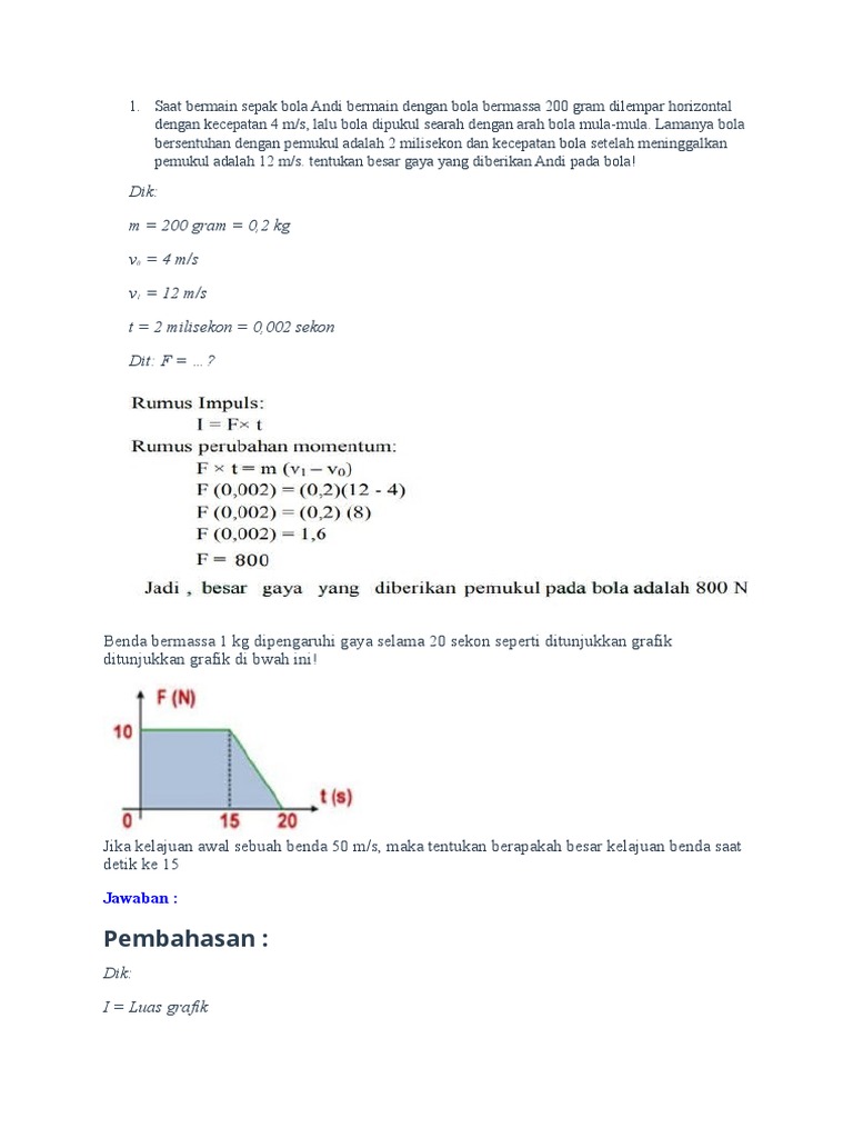 Latihan Soal Impuls Dan Momentum | PDF