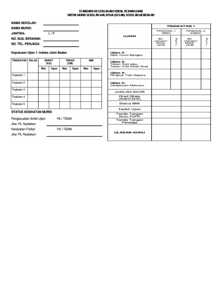 Borang Segak 2022 | PDF