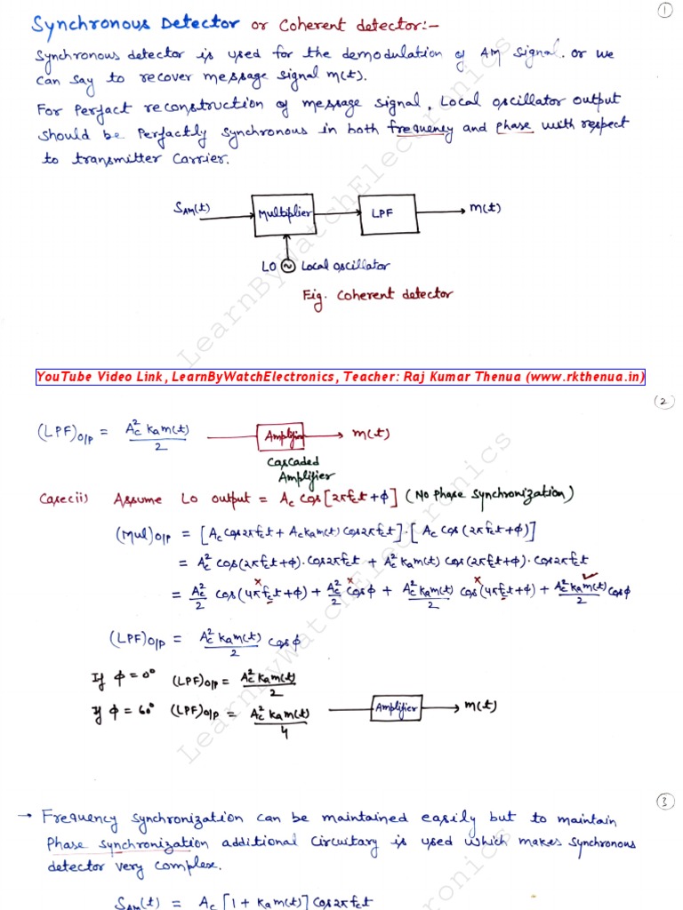 20 Demodulation of AM - Synchronous Detector | PDF | Detector (Radio ...