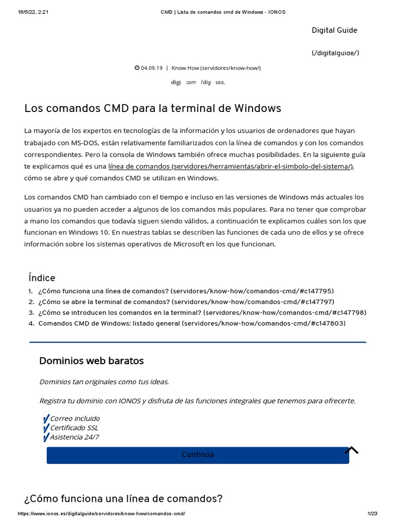 Guía completa de los comandos CMD más útiles para Windows | PDF | Dos | Archivo de computadora