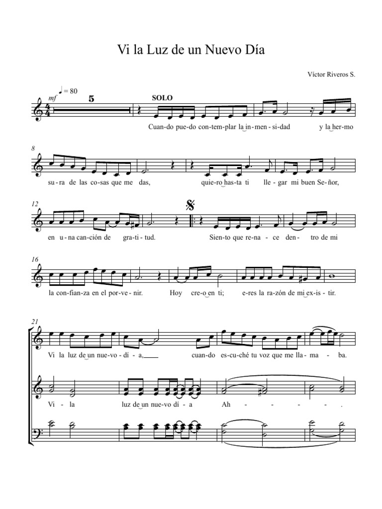 Vi La Luz de Un Nuevo Día (Coro) - Partitura Completa | PDF