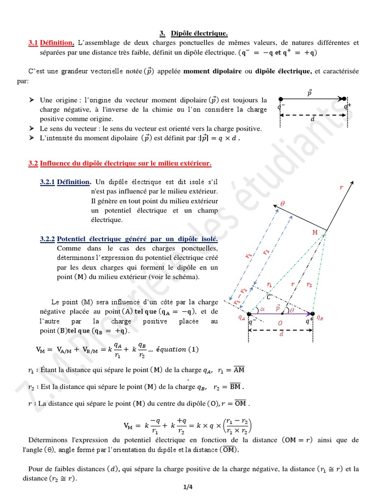 2 Cours Du Chapitre1 Dipole Electrique | PDF