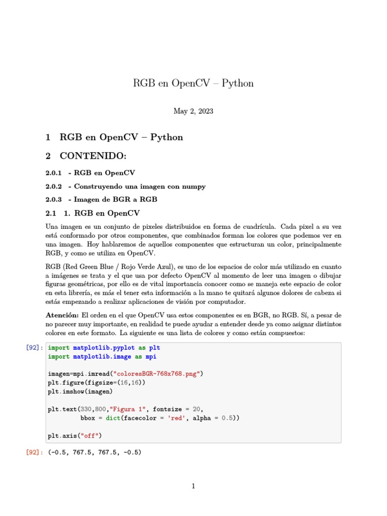 RGB en OpenCV – Python | PDF | Color | Modelo de color Rgb