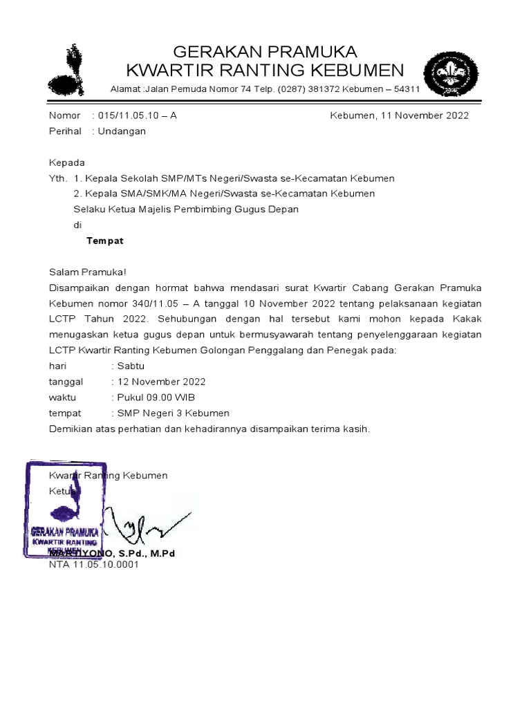 Undangan LCTP SMP Sma | PDF
