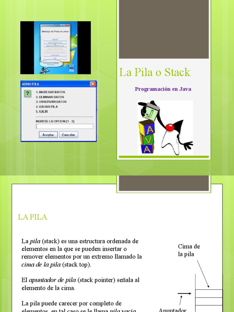 Pila Java | Descargar gratis PDF | Clase (Programación informática) | Lógica matemática