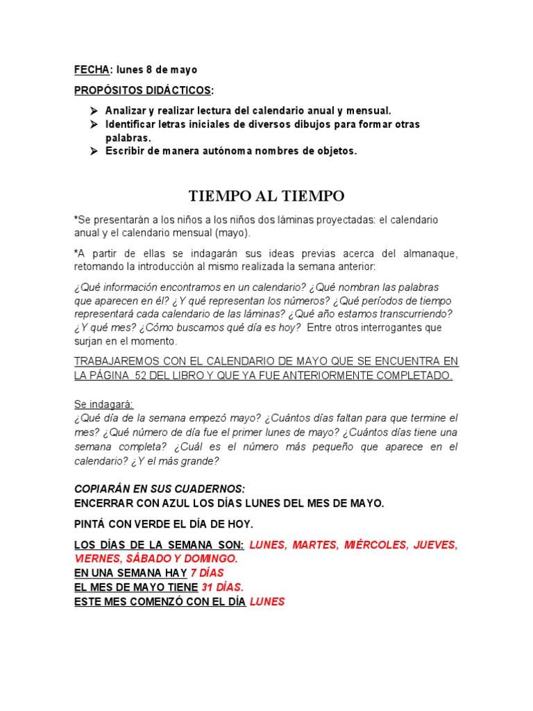 Unidad 2 Semana 4 | PDF | Calendario