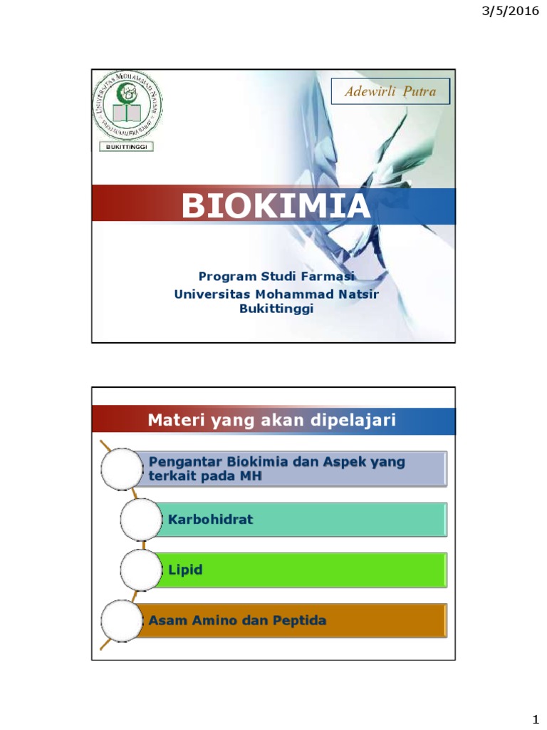 1.pengantar Biokimia Farmasi | PDF