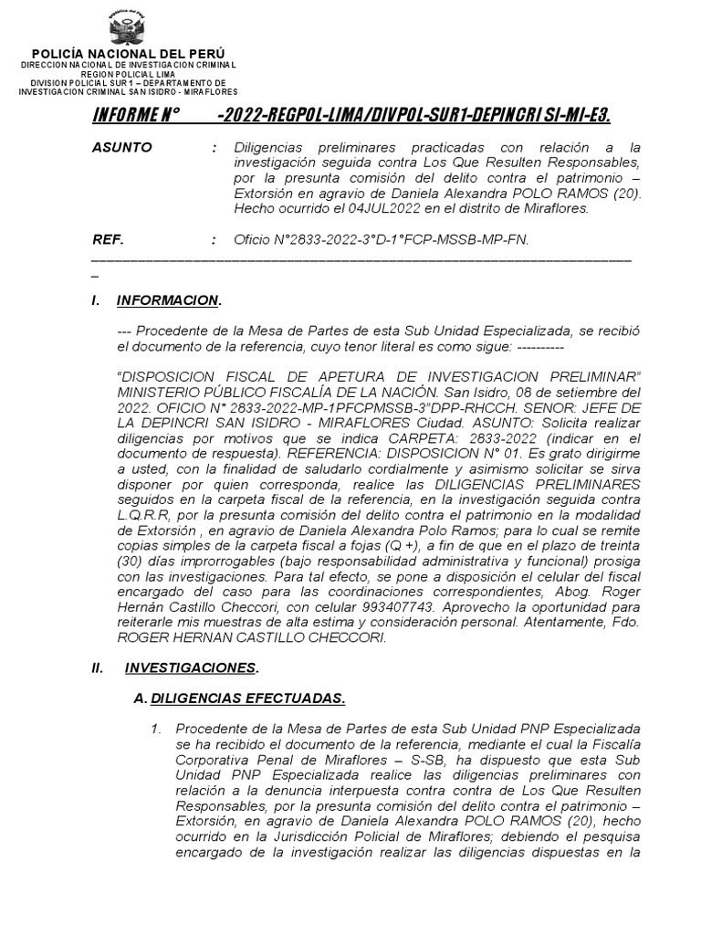 Informe Daniela Alexandra Polo Ramos | PDF | Fiscal | Justicia