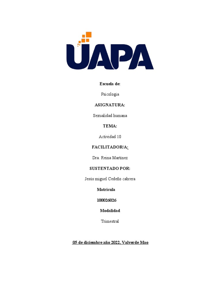 Tarea 10 Sexualidad Humana | PDF | Vagina | Disfunción eréctil