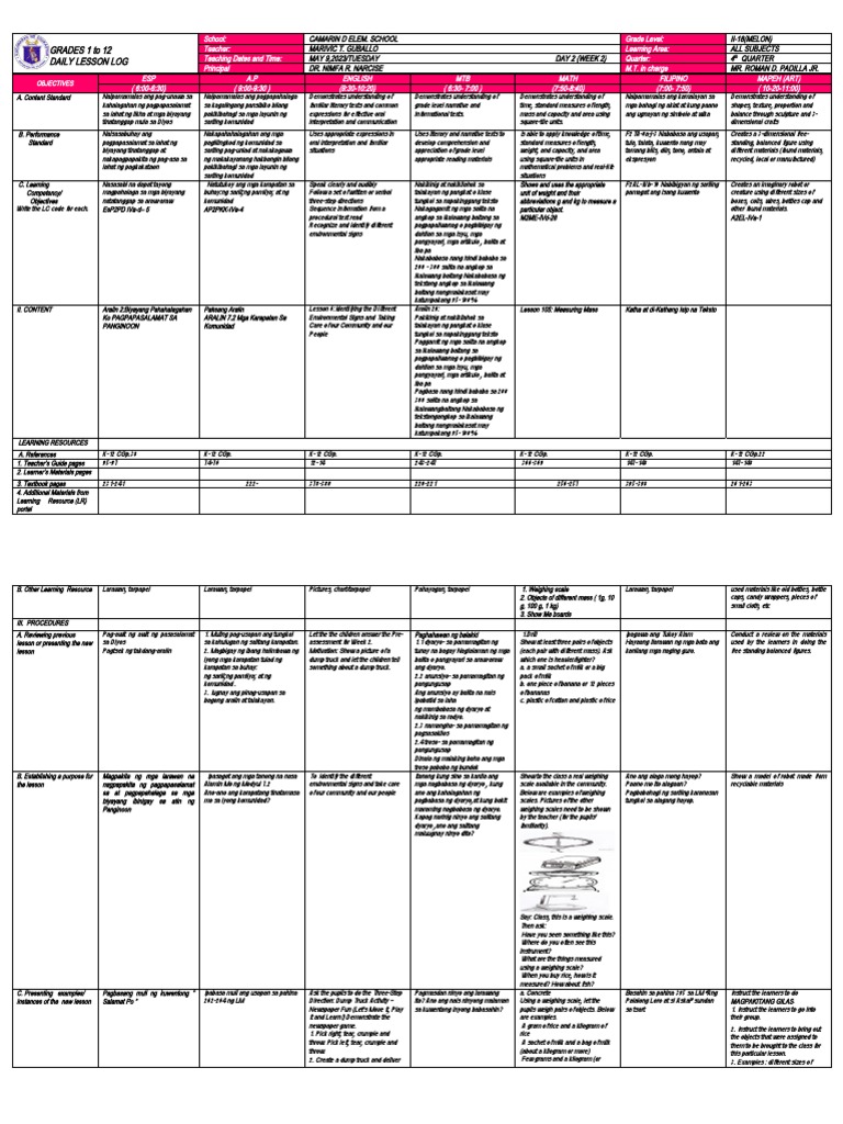 DLL - All Subjects 2 - Q4 - W2 - D2 | PDF | Kilogram | Weight DLL - All Subjects 2 - Q4 - W2 - D2 | PDF | Kilogram | Weight