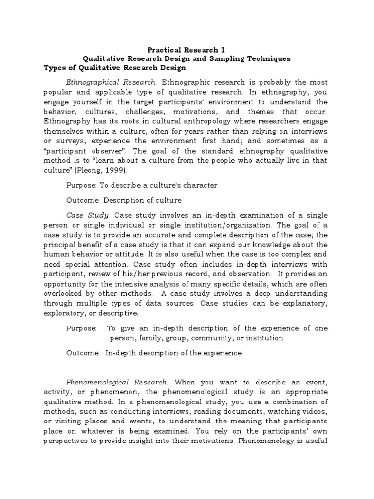 Qualitative Research Sampling Techniques | PDF | Ethnography | Case Study