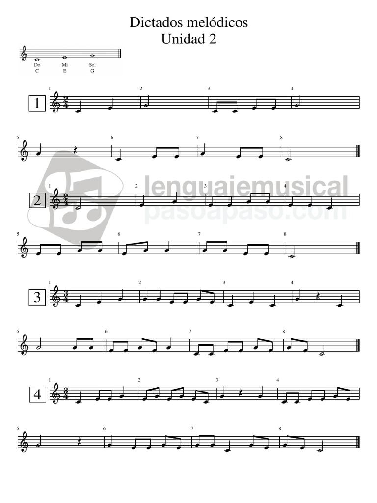 Melodic Dictation Exercises Unit 2 | PDF