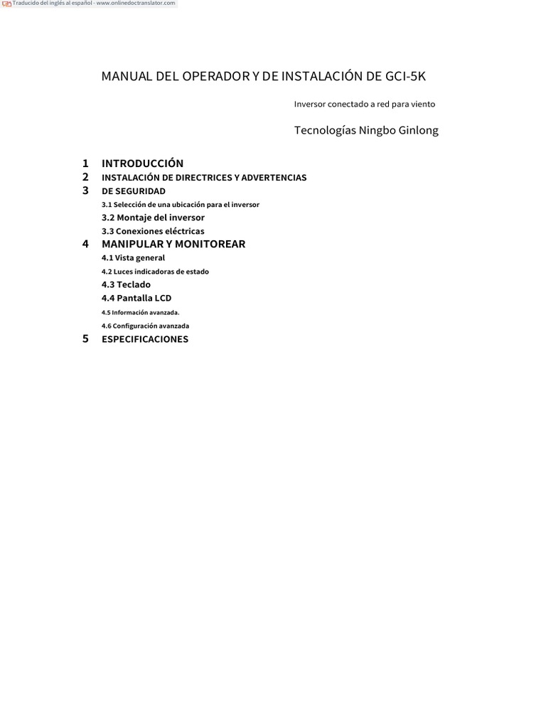 Manual GCI-5K: Instalación y Seguridad | PDF