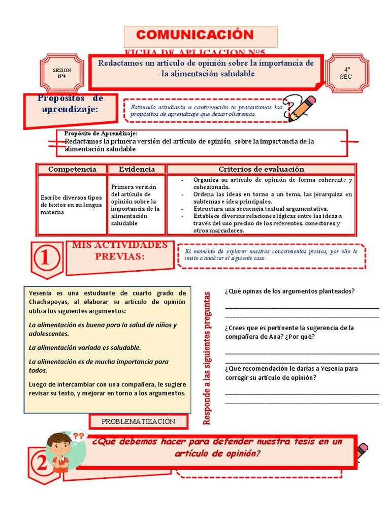 4° Ficha de Aplicación-Sesión5-Sem.3-Exp.2-Comu | Descargar gratis PDF | Argumento | Analogía