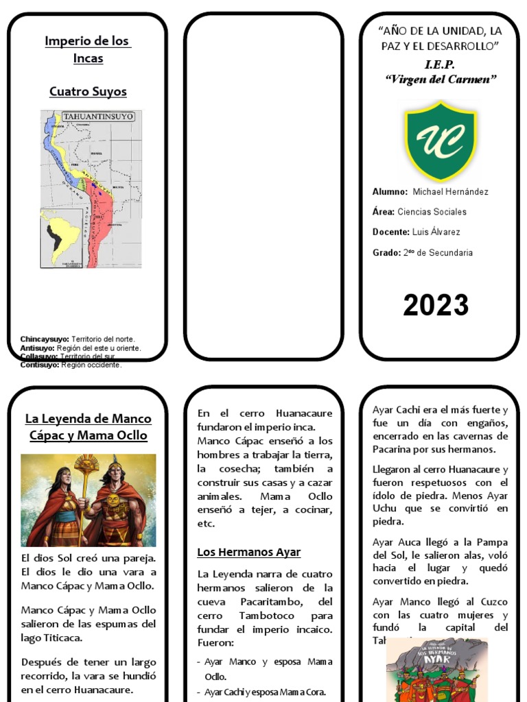 Triptico El Imperio de Los Incas | PDF | Imperio Inca
