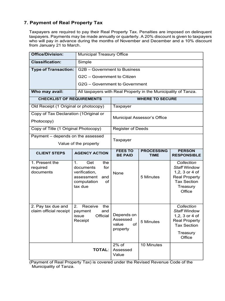 Treas_Payment of Real Property Tax | PDF | Taxes | Property Tax
