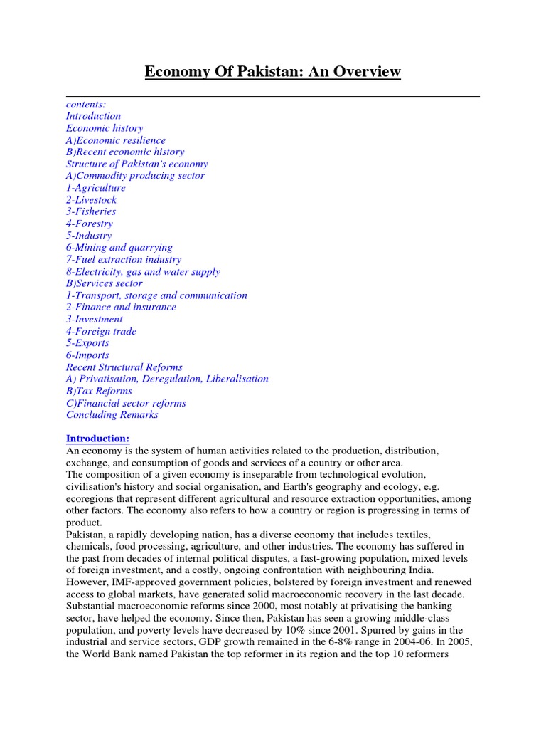 An In-Depth Look at Pakistan's Diverse Economy and Its Transition from ...