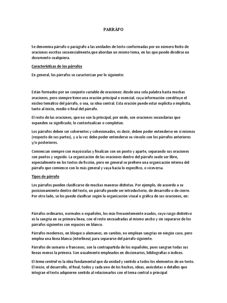 PARRÁFO | PDF | Párrafo | Oración (Lingüística)