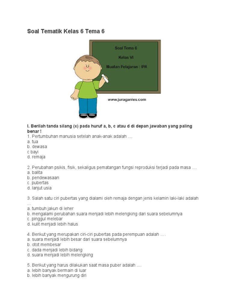 Soal Tematik Kelas 6 Tema 6 Ipa | PDF