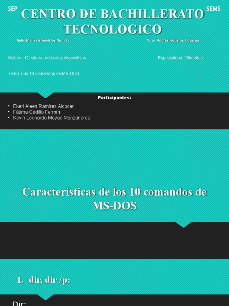 Comandos de MS-DOS | PDF | Archivo de computadora | Disco compacto