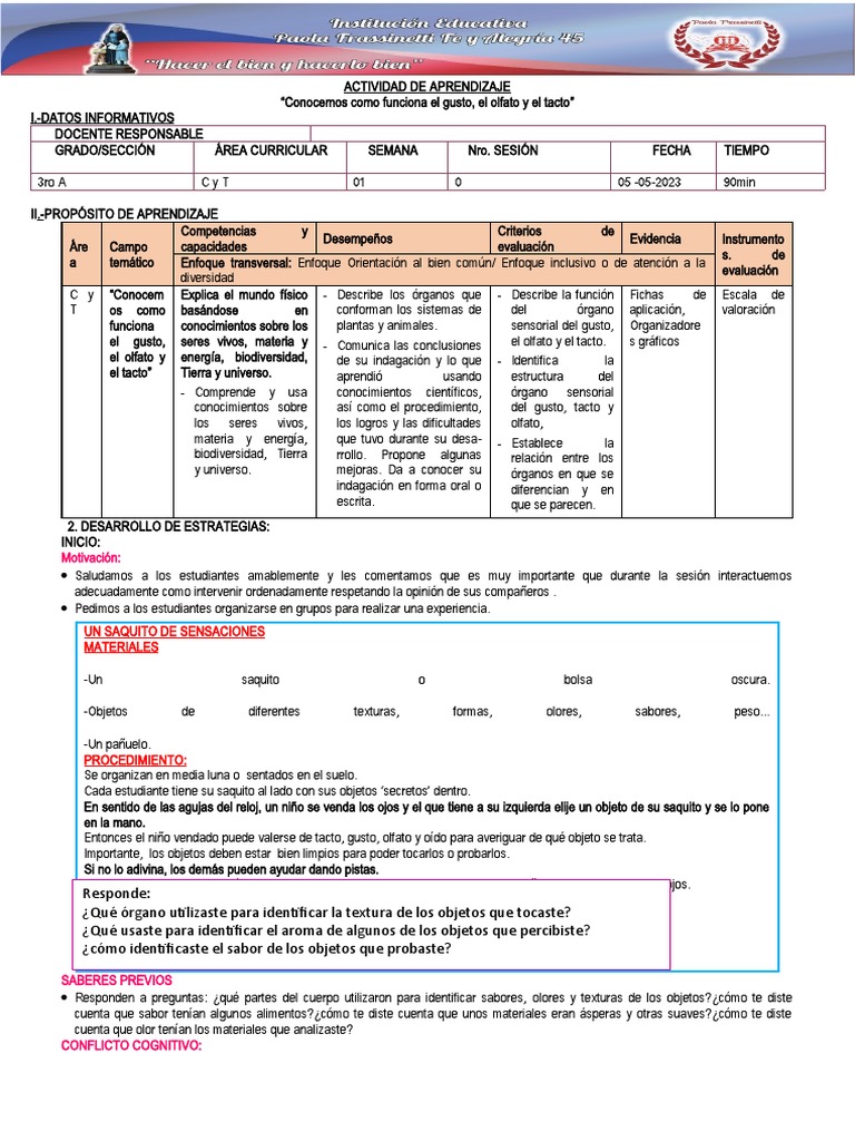 Sesión de Aprendizaje CyT 5 de Mayo | PDF