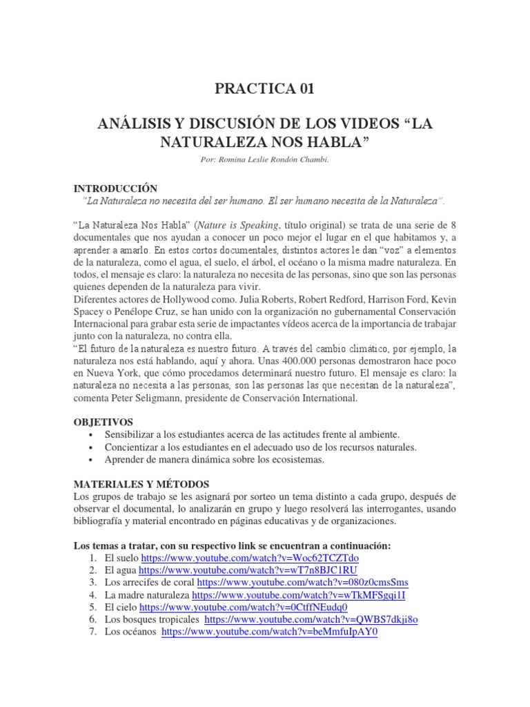 Practica 01 | PDF | Naturaleza | Contaminación