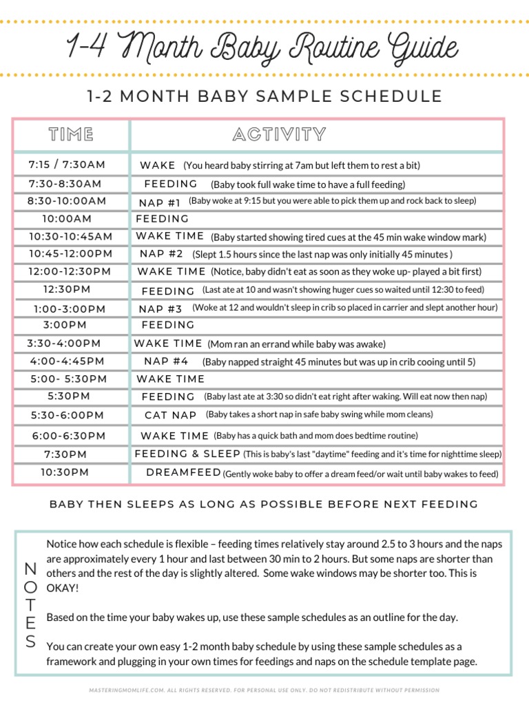 1-4 Month Baby Routine Guide | PDF | Sleep | Neuroscience