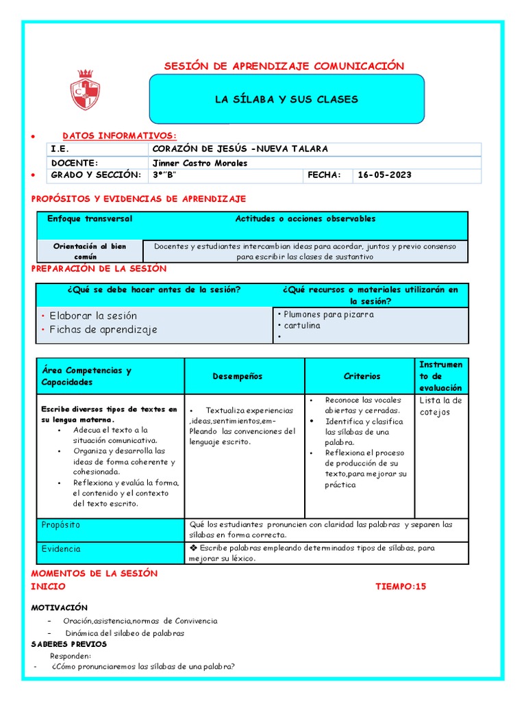 Aprendizaje de la Sílaba en 3° Grado | PDF | Sílaba | Aprendizaje
