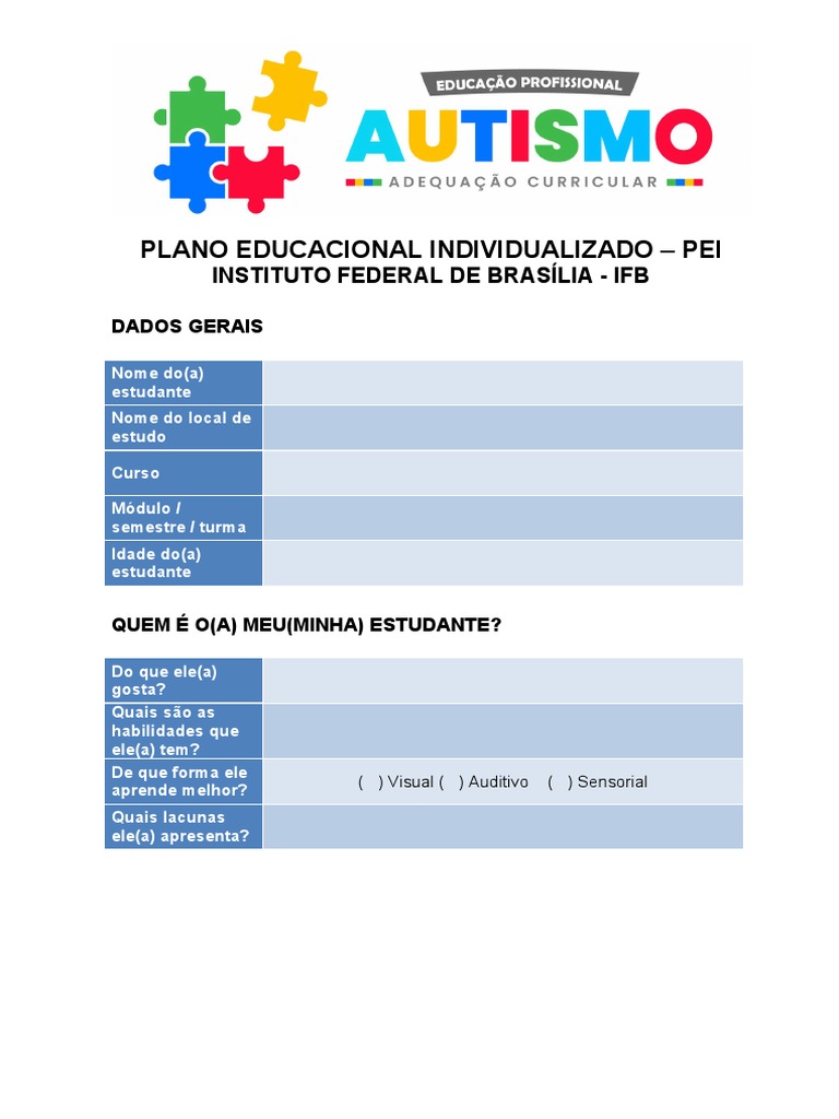 MODELO DE PEI SIMPLES (BRASILIA) | PDF
