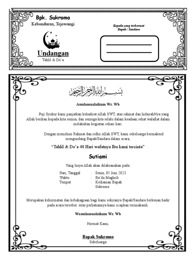 Undangan Tahlil | PDF