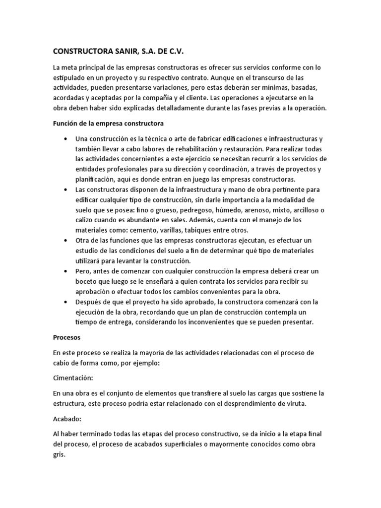 Constructora Sanir | PDF
