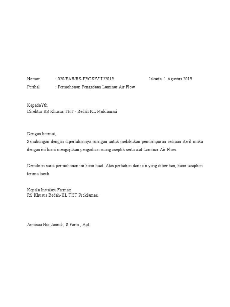 Surat Permohonan LAF | PDF