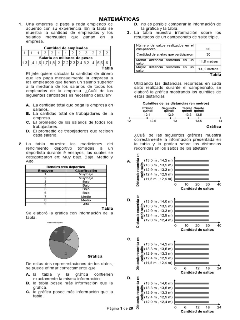 MATEMÁTICAS - Preguntas Tipo Icfes | PDF
