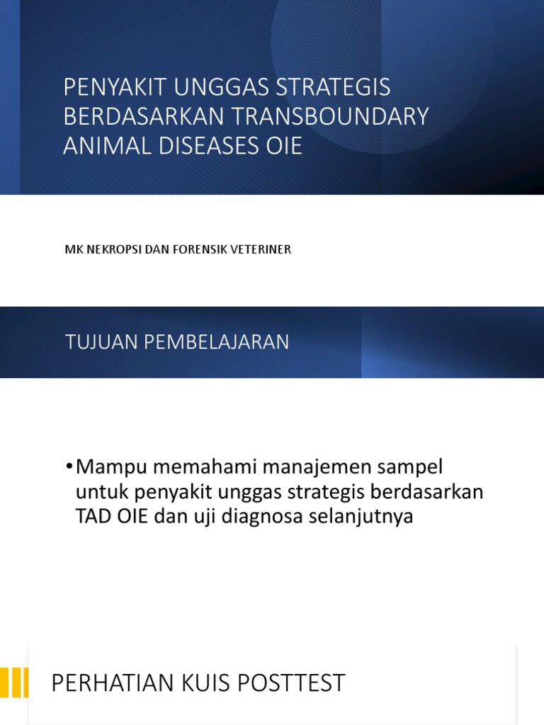 Penyakit Unggas Strategis Berdasarkan Transboundary Animal Diseases Oie ... Penyakit Unggas Strategis Berdasarkan Transboundary Animal Diseases Oie ...