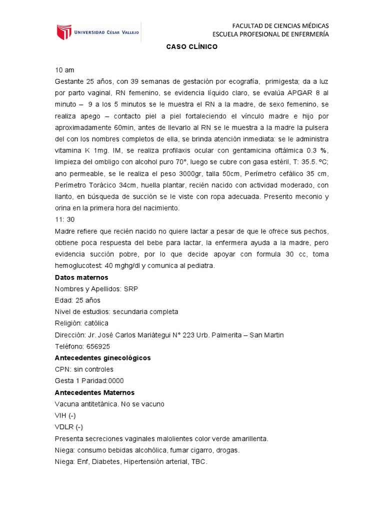 Caso clínico de parto vaginal y atención inmediata al recién nacido ... Caso clínico de parto vaginal y atención inmediata al recién nacido ...