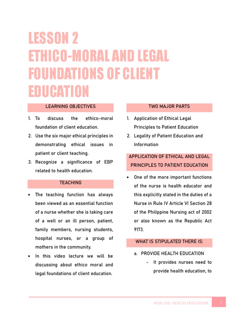 Lesson 2 Ncm 102 Pdf Confidentiality Evidence Based Practice