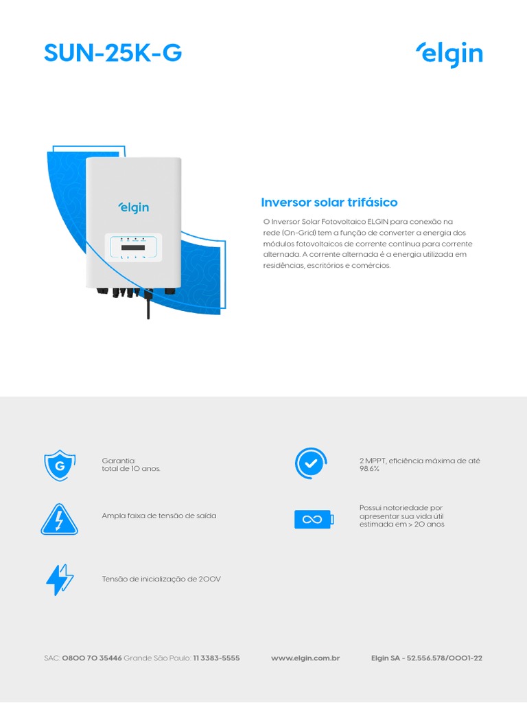 ELGIN Datasheet Elgin SUN 25K-G V1 | PDF | Corrente direta | Corrente alternada