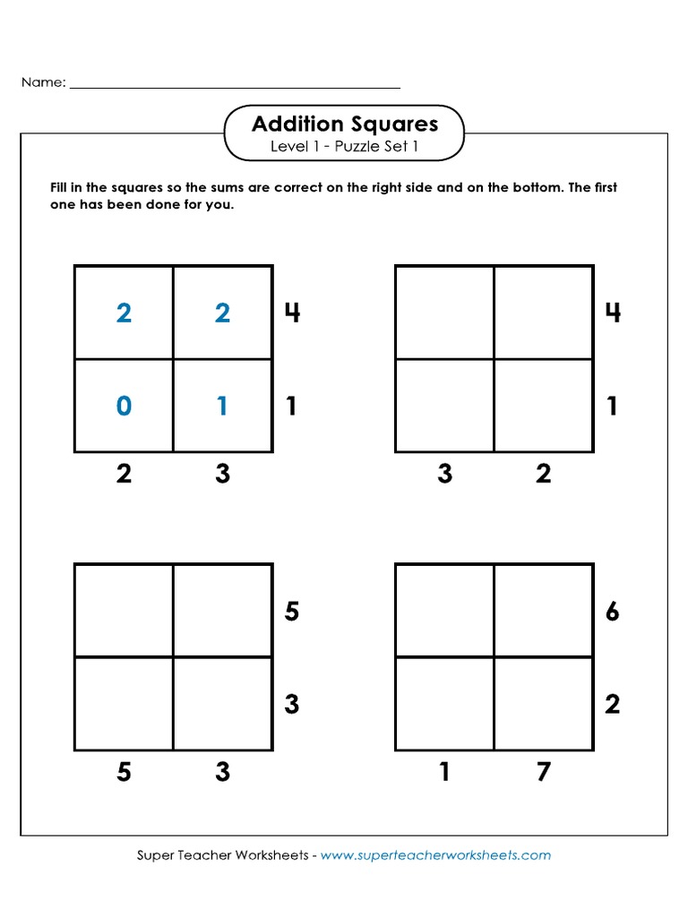 Addition Squares | PDF