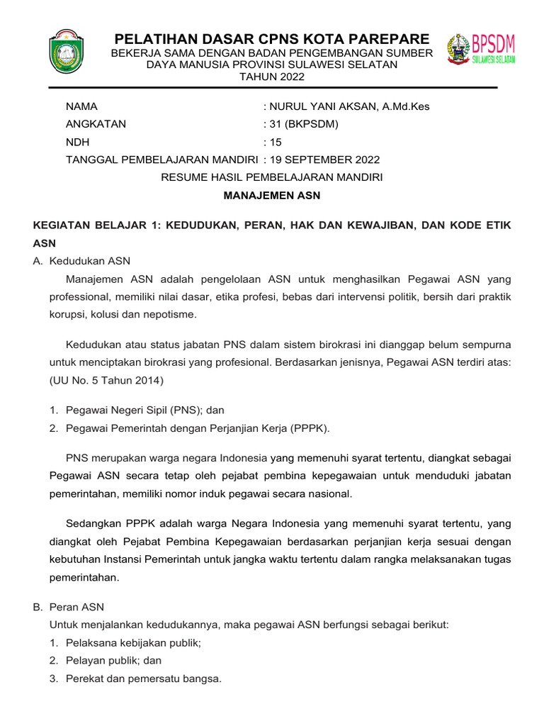 Manajemen ASN | PDF