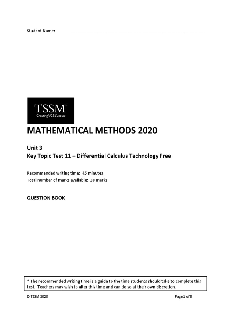 TSSM Test Differentiation With SOLUTION | PDF | Mathematics | Multiple ...