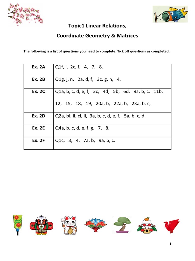 Topic 1 Coordinate Geometry | PDF | Equations | System Of Linear Equations