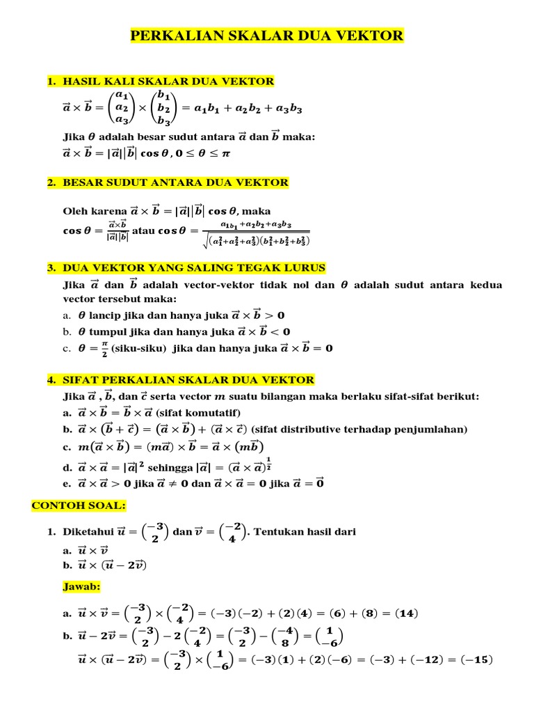 Perkalian Skalar Dua Vektor | PDF