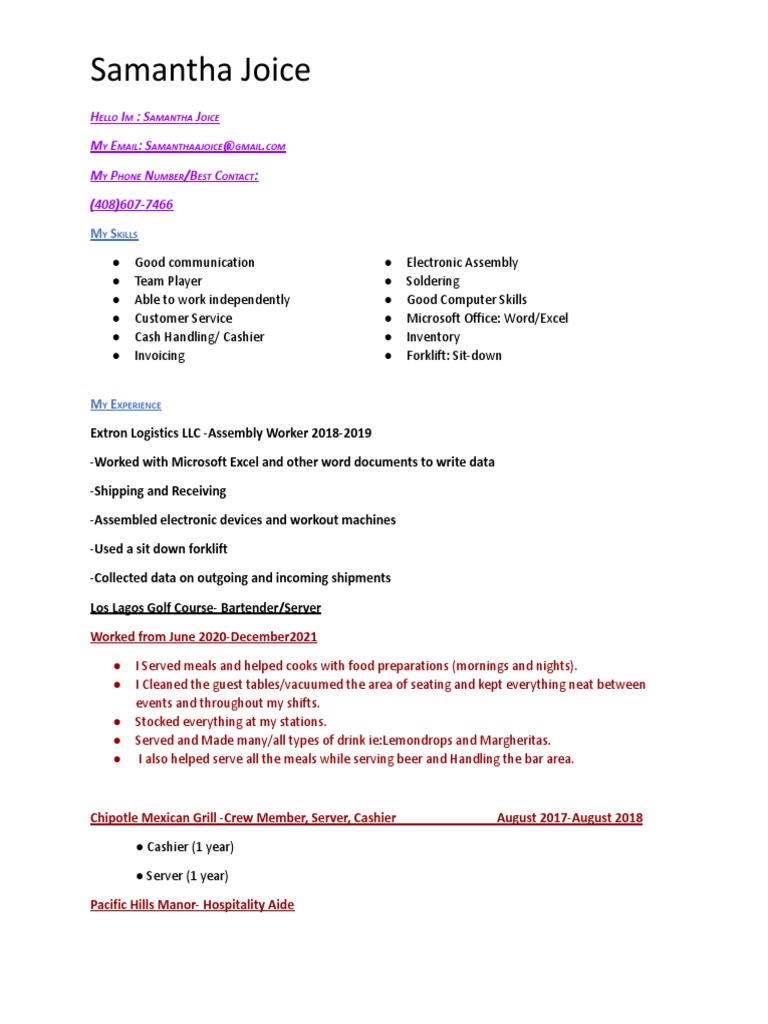 #1 Updated Resume 4 Samantha | Download Free PDF | Computing