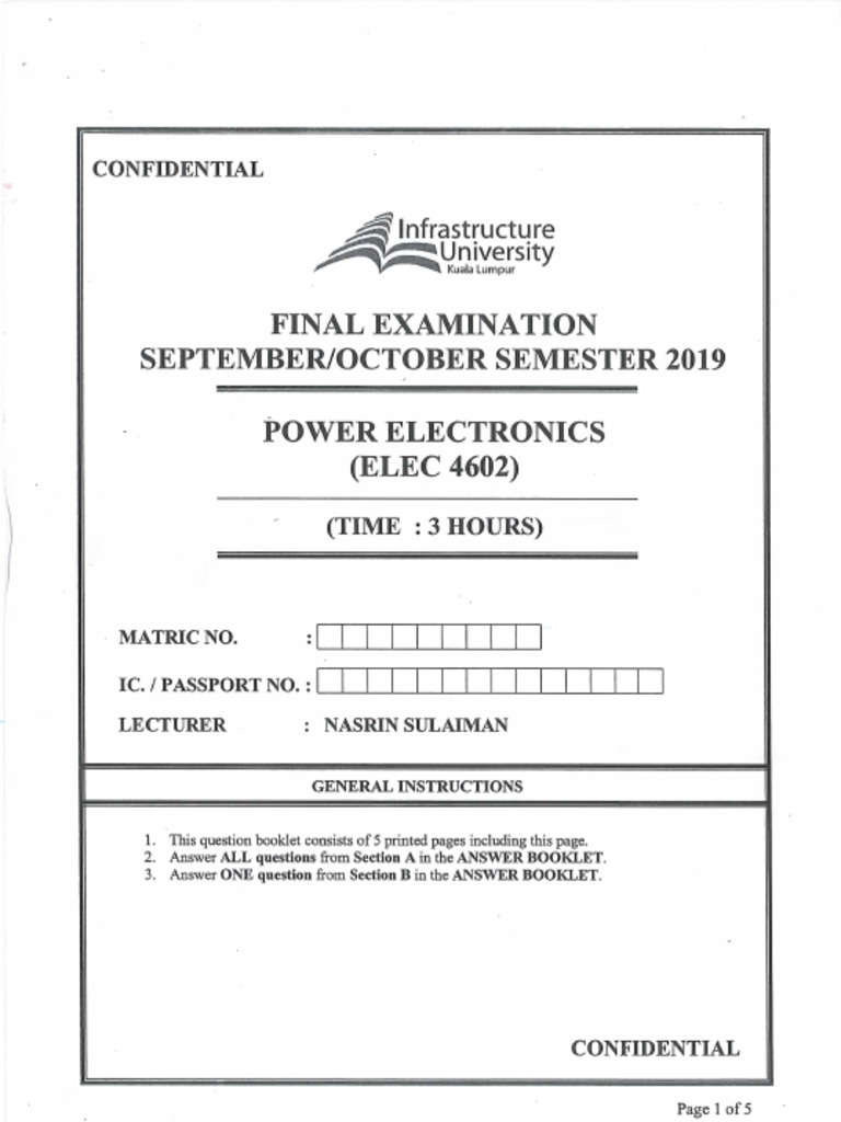 ELEC 4602 POWER ELECTRONICS 201909 | PDF